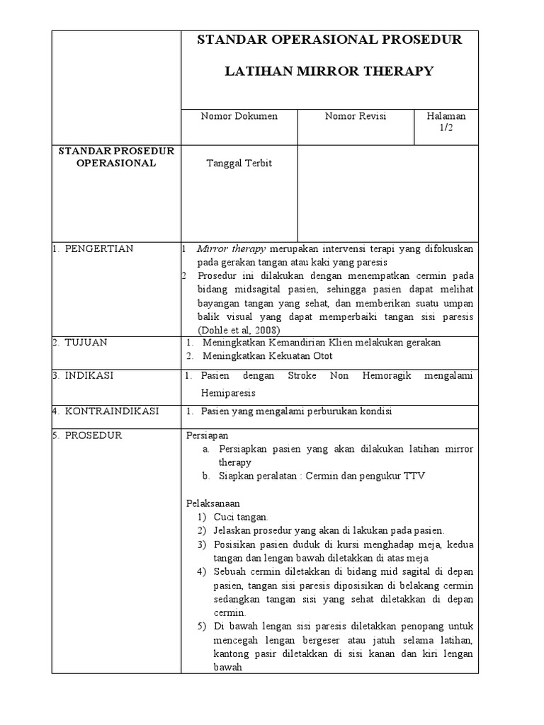 Mirror Therapy: SOP Latihan Efektif | PDF