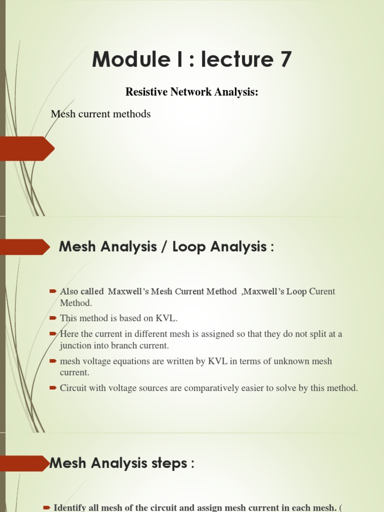 BEE Module1lecture 7 | PDF | Electrical Network | Electrical Engineering