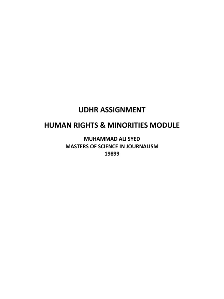 Muhammad Ali Syed - UDHR Assignment | PDF | Torture | Marriage