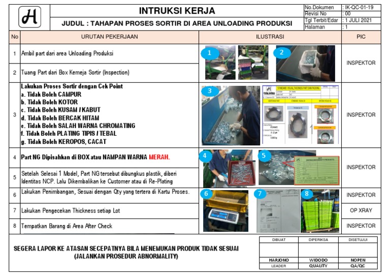 Proses Sortir Part NG di Produksi | PDF
