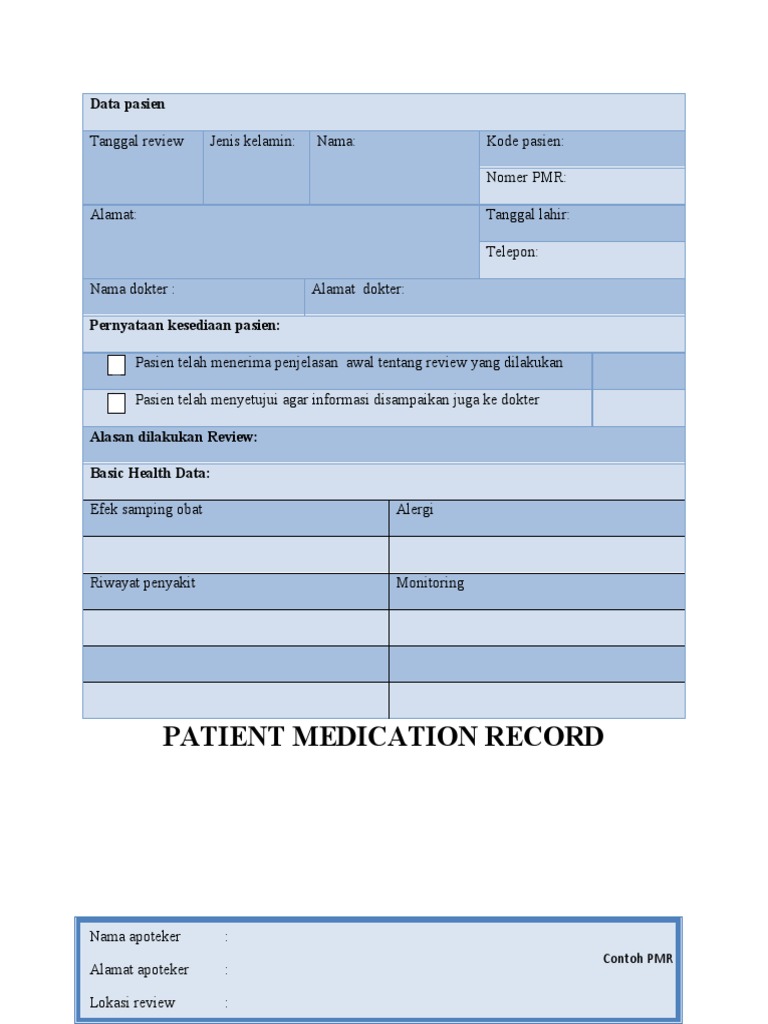 Contoh Patient Medication Record PMR | PDF