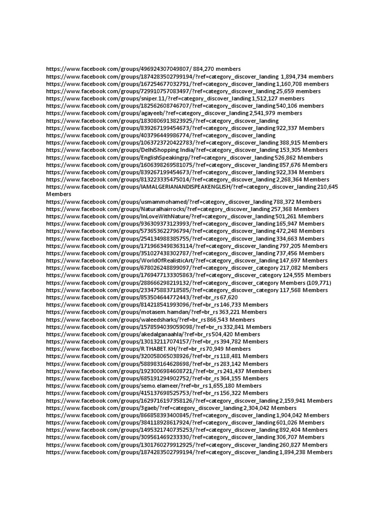 List of Facebook Groups Over 1 Million Members | PDF