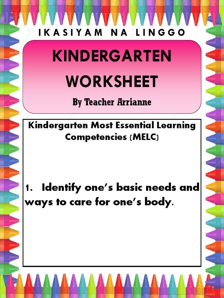 Kindergarten Worksheet Melc Week 9 | PDF