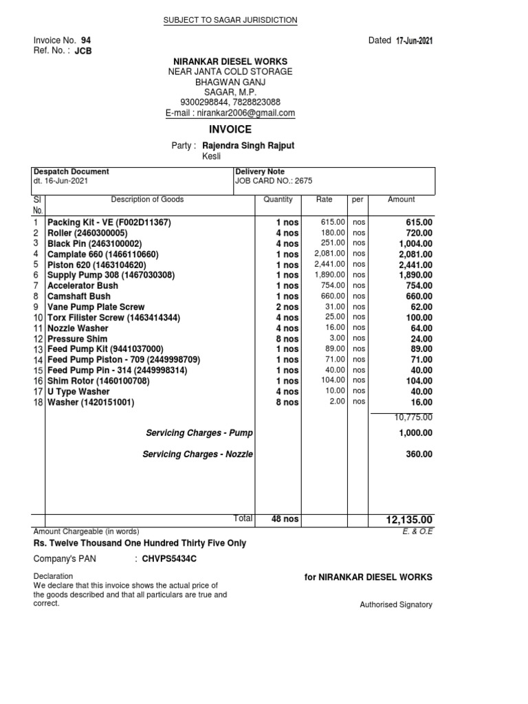 JCB Bill 2 | PDF | Pump | Turbomachinery
