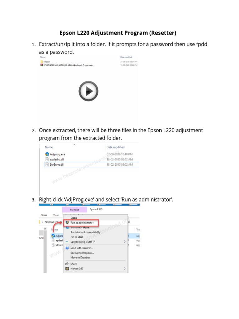 Epson L220 Adjustment Program | PDF