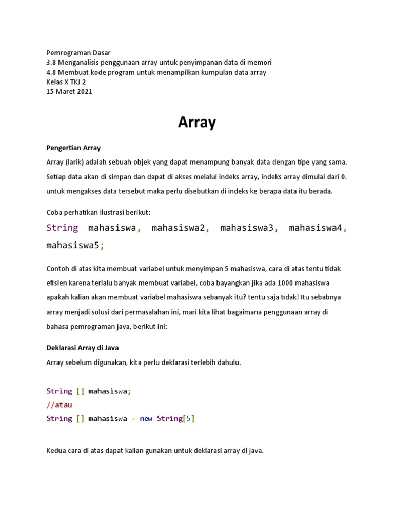 Materi Array | PDF