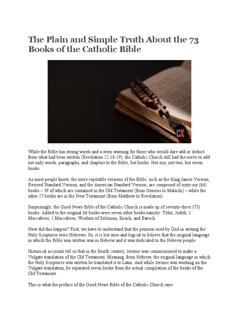 The 73 Books of the Catholic Bible Explained | PDF | Biblical Canon | Bible