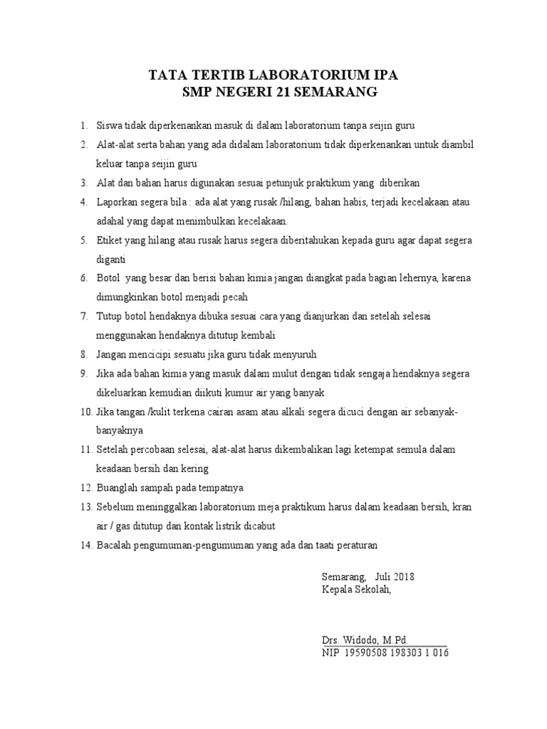 Tata Tertib Laboratorium Ipa | PDF