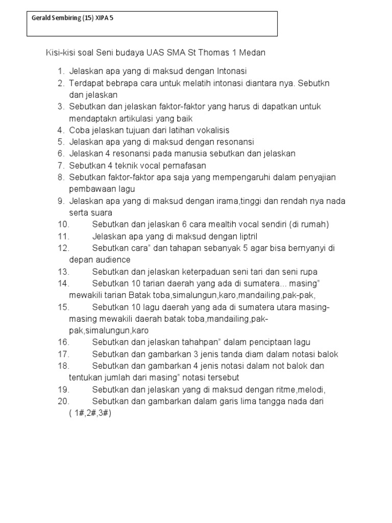 SBK: Kisi Kisi Soal | PDF