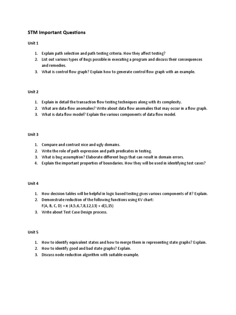 STM Important Questions | PDF