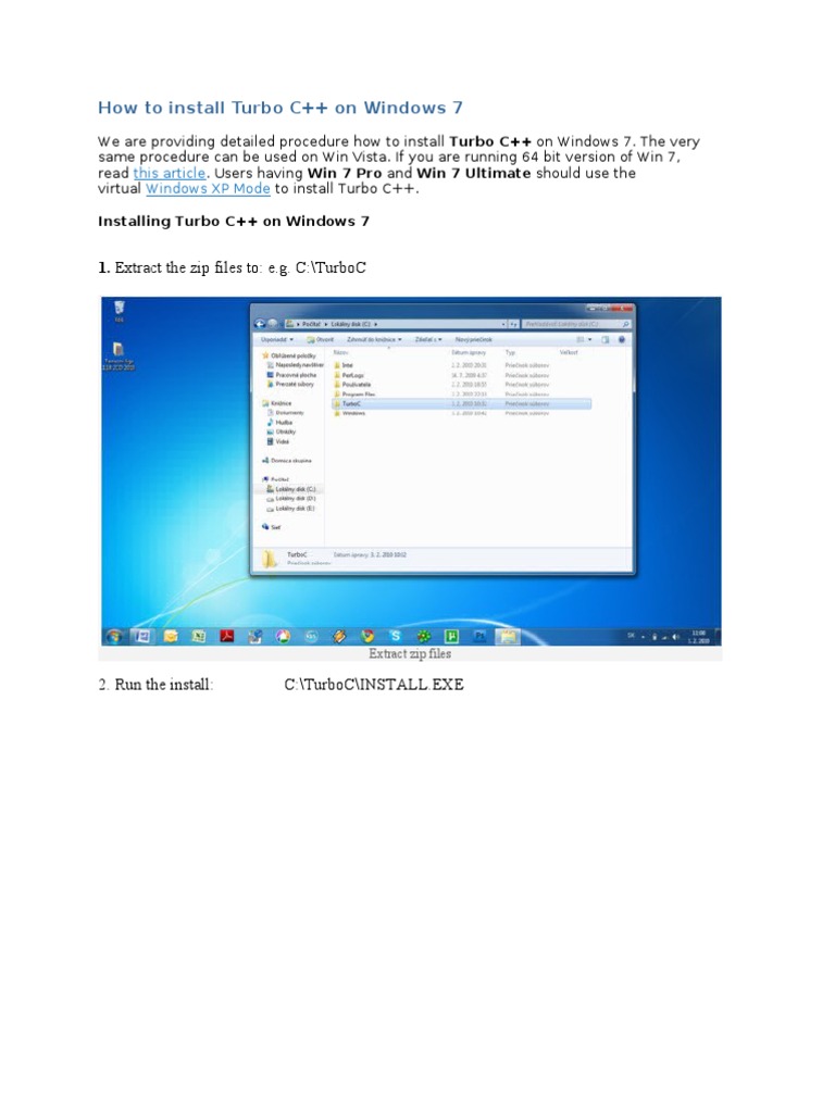 How To Install Turbo C | PDF | Windows 7 | Windows Vista