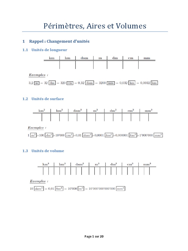 Unités de mesure : Périmètre et volume | PDF | Triangle | Cercle