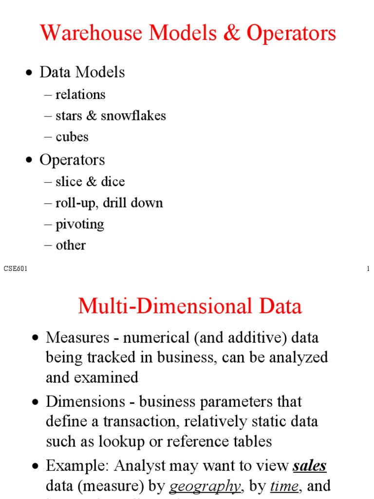 Warehouse Models & Operators | PDF | Information Technology | Data ...