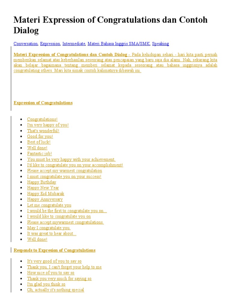 Materi Expression of Congratulations Dan Contoh Dialog | Download Free ...