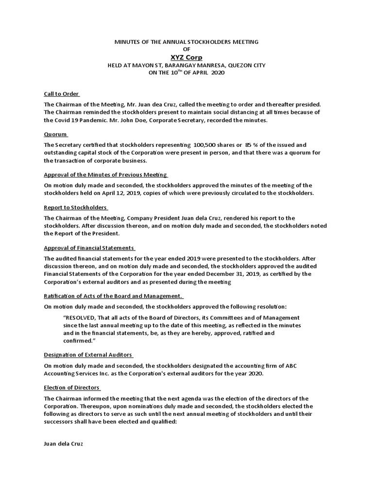 Sample Board Meeting | PDF | Audit | Financial Services