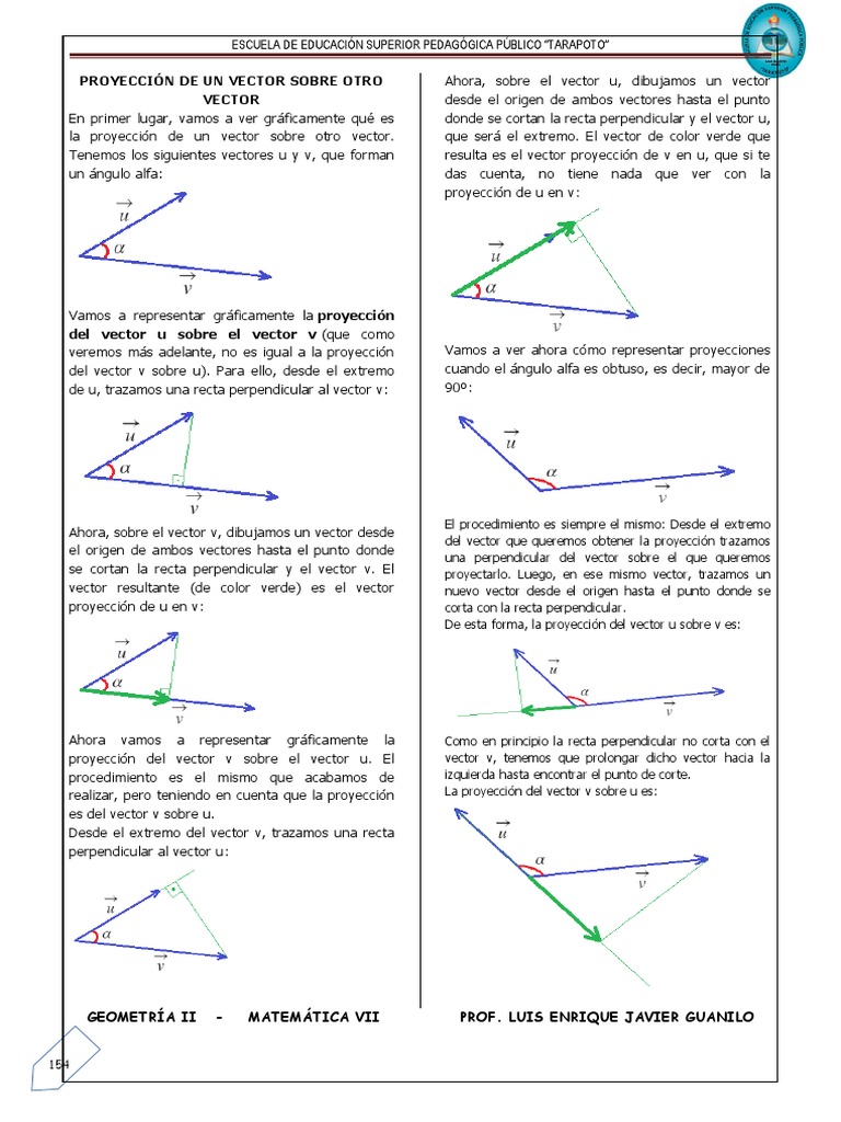 Proyección de Vectores: Fórmulas y Métodos | PDF | Vector Euclidiano ...