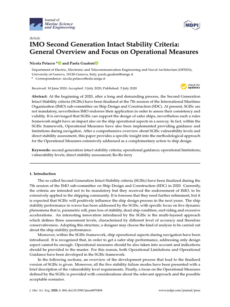 IMO Second Generation Intact Stability Criteria Overview | PDF | Ships ...