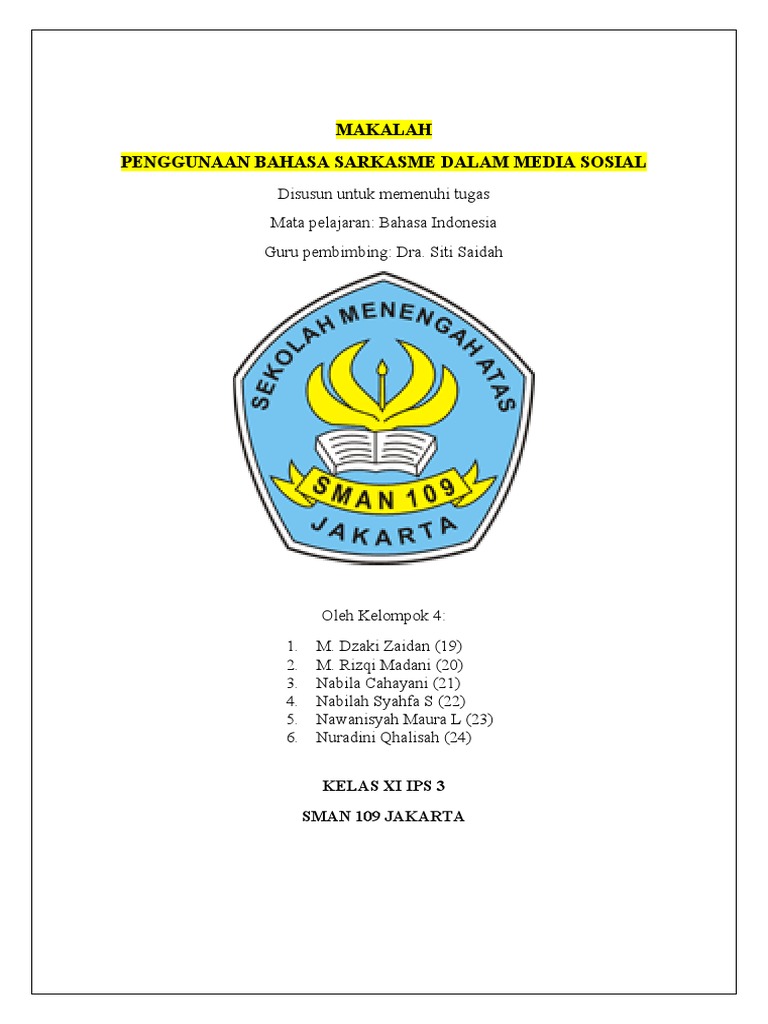 Makalah Penggunaan Bahasa Sarkasme Dalam Sosial Media | PDF