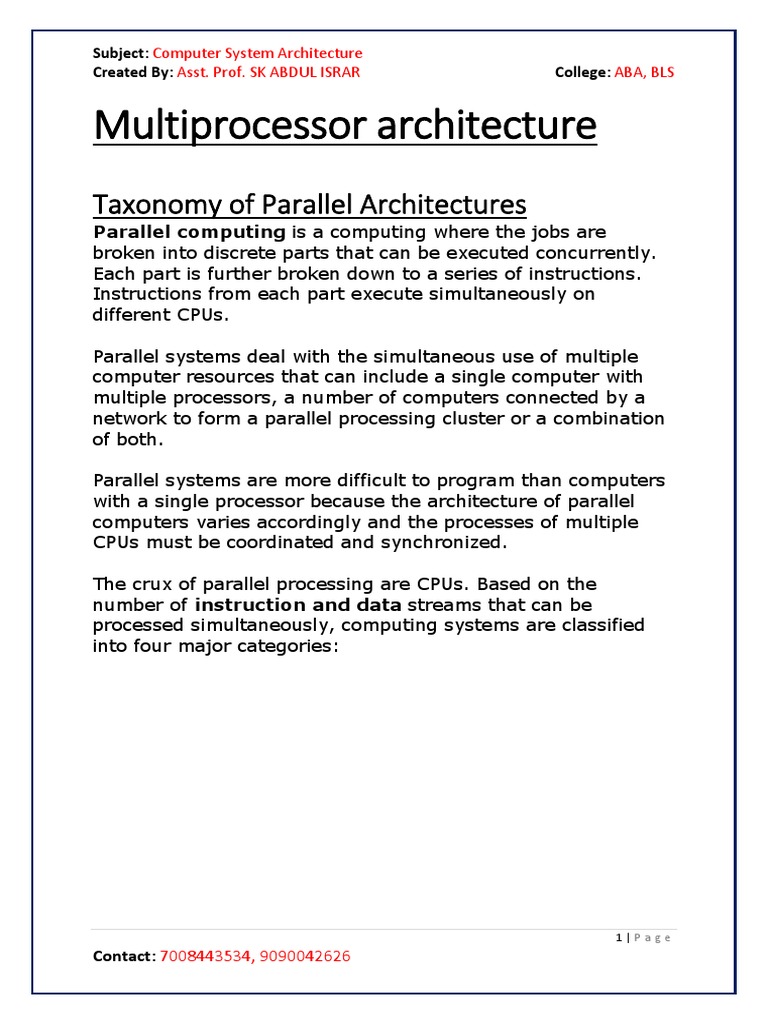 Multiprocessor Architecture: Taxonomy of Parallel Architectures | PDF | Cache (Computing) | Routing