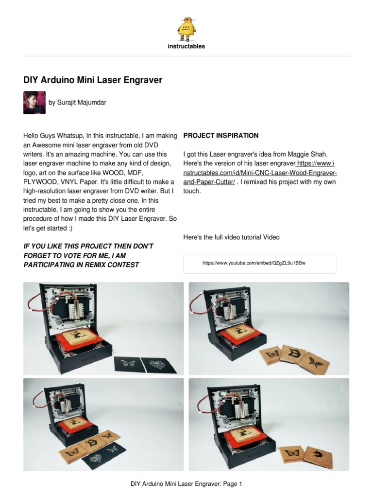 DIY Arduino Mini Laser Engraver: Project Inspiration | PDF | Printed ...
