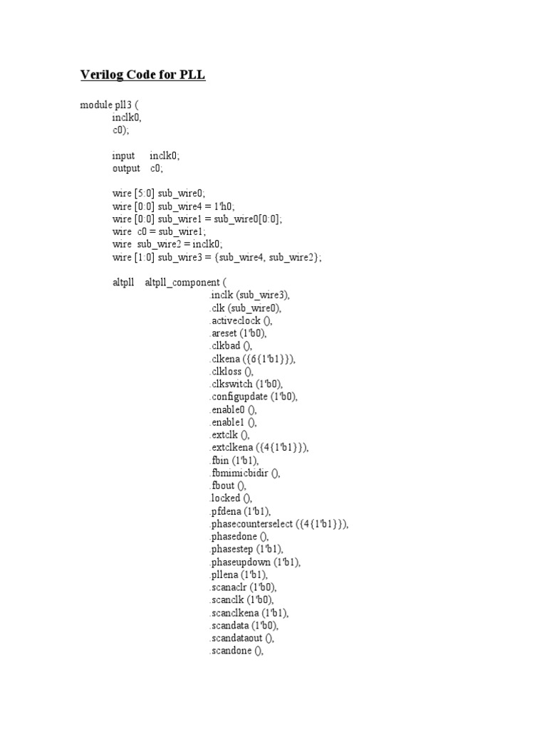 Verilog PLL Code for Engineers | PDF | Software Engineering ...