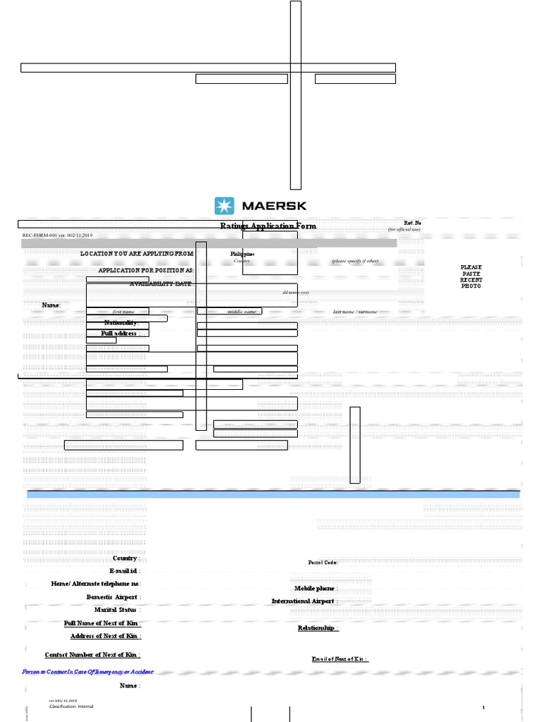 Maersk Application Form and Doc. Info Sheet | PDF | Computing And ...