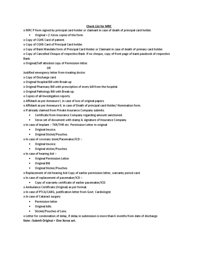 Check List For MRC | PDF