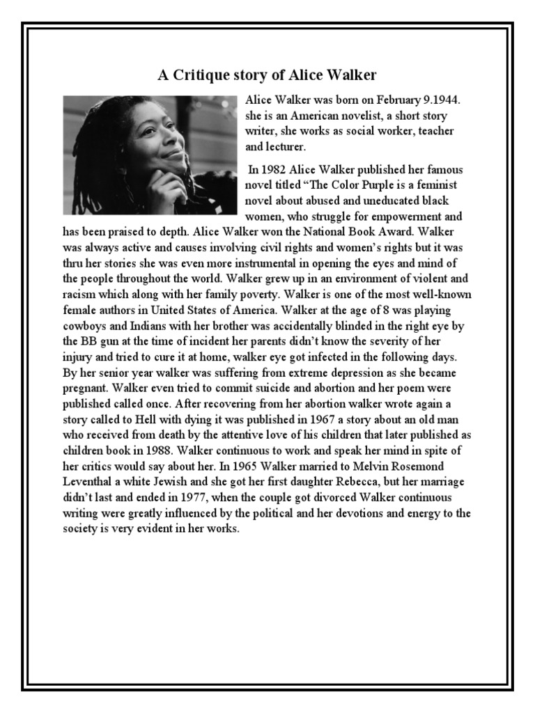 A Critique Story of Alice Walker | PDF | Social Science | Classics