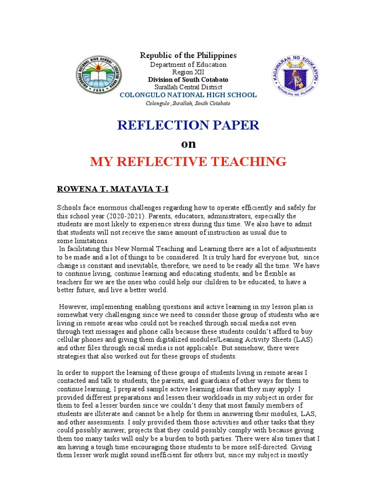 Reflection - 4th Quarter | PDF | Teaching | Education Theory