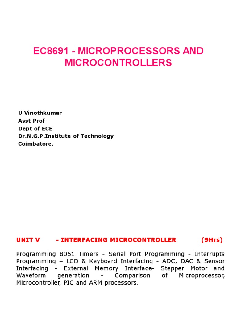 Ec8691 Unit V - PPT | PDF | Microcontroller | Computer Engineering