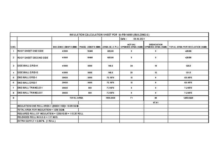 Insulation Calculation Sheet | PDF