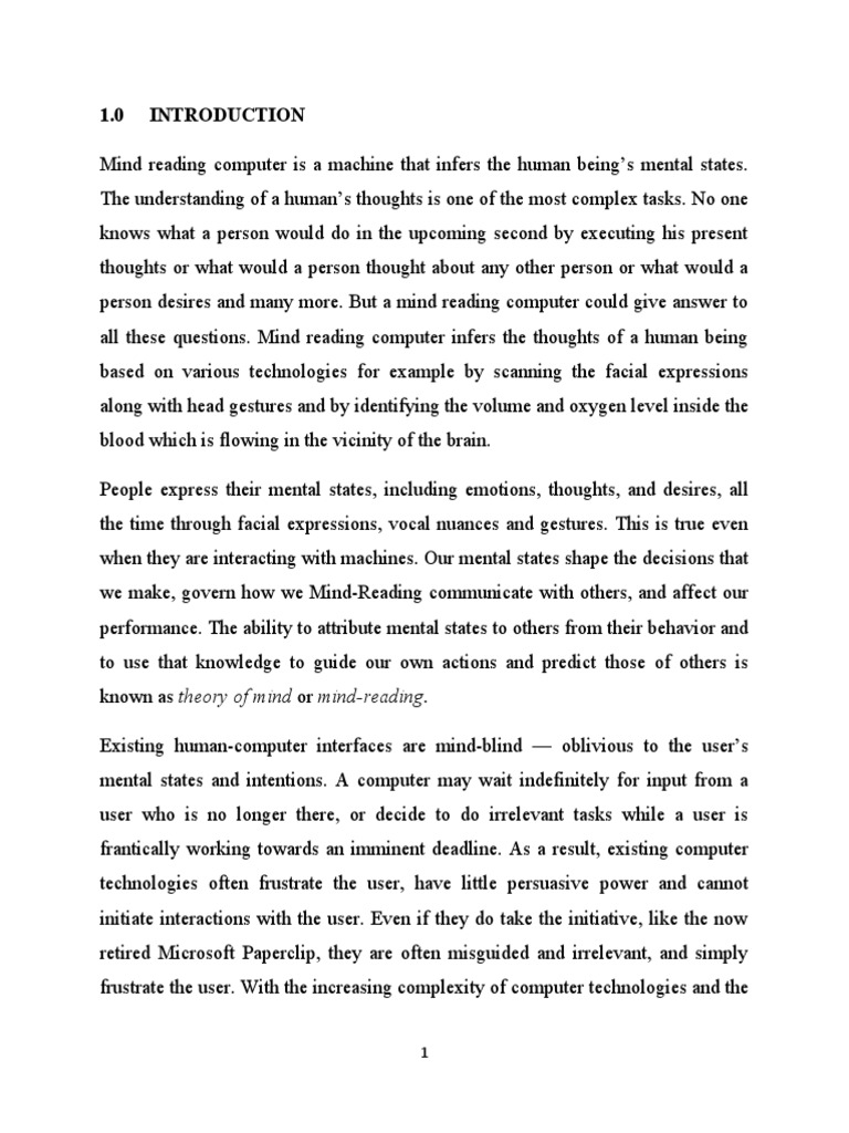 Mind-Reading Computers: Enhancing Interaction | PDF ...