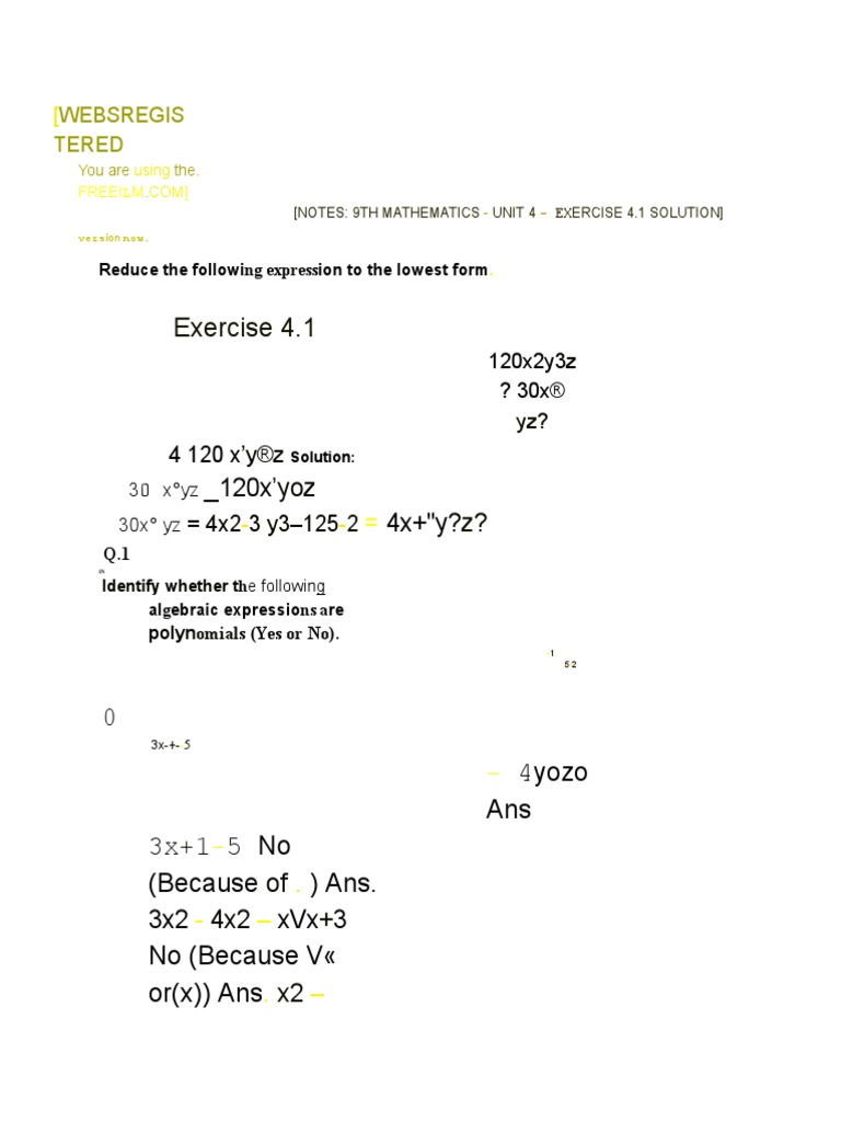 9th Math, CH 4, Ex 4.1 | PDF | Rational Number | Mathematical Concepts