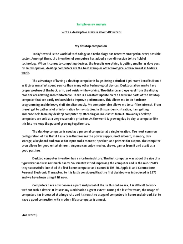 My Desktop Companion: Sample Essay Analysis | PDF | Desktop Computer ...