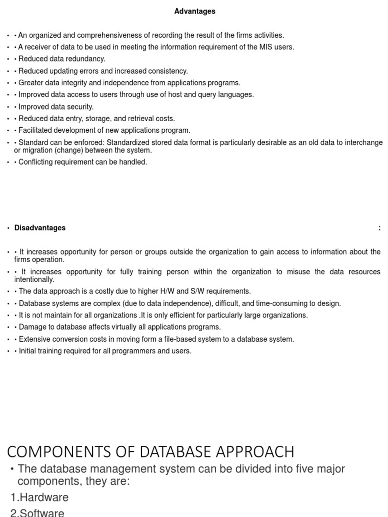 02.advantages of Database Approach | PDF | Databases | Acid