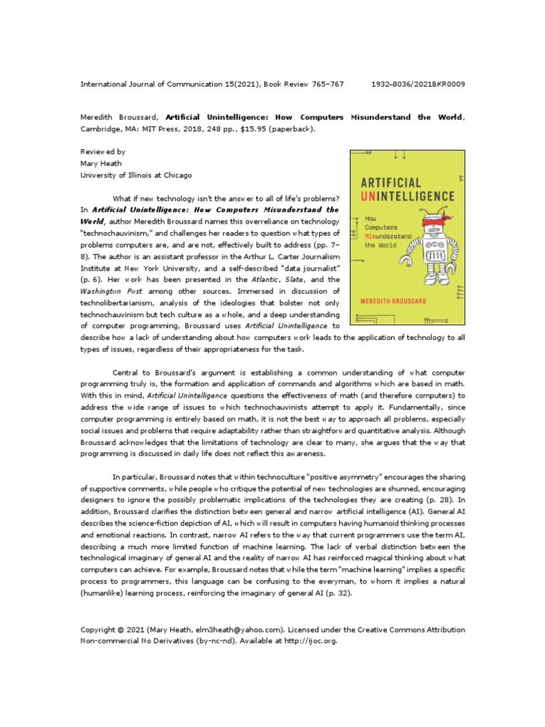 Artificial UnIntelligence Meredith Broussard | PDF | Artificial ...
