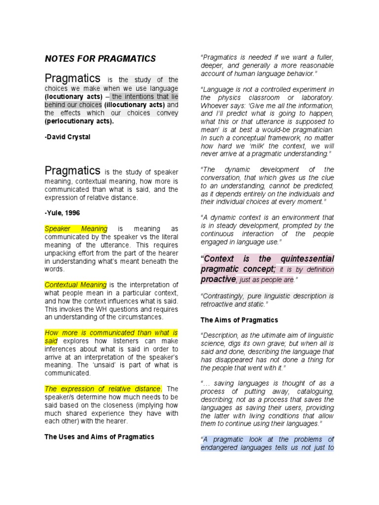 Understanding Pragmatics: An Exploration of Speaker Meaning, Context, Presuppositions, and ...