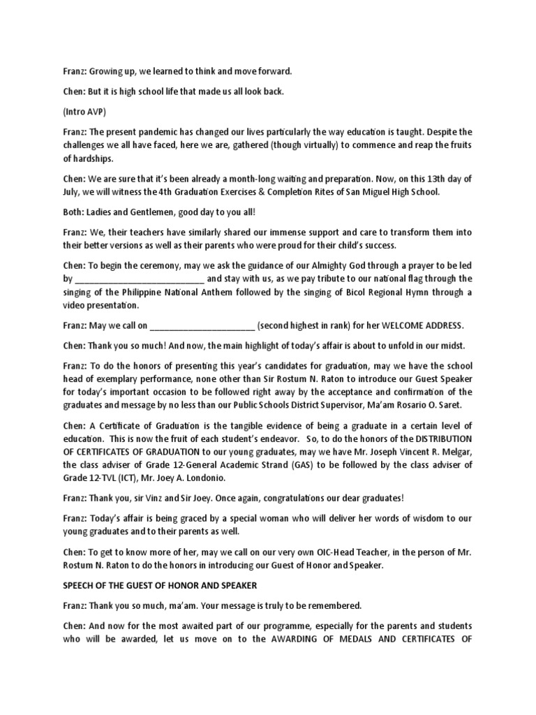Guest of Honour Speech for Graduation | PDF | Wellness