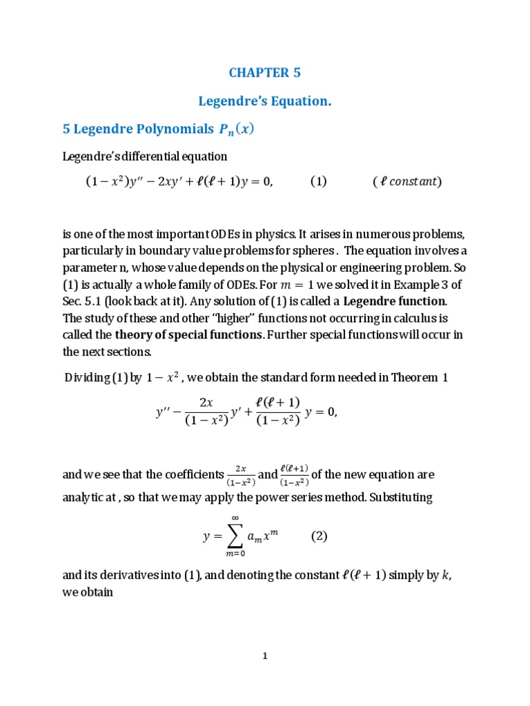 Legendre Eqnation Writeup | PDF | Ordinary Differential Equation ...