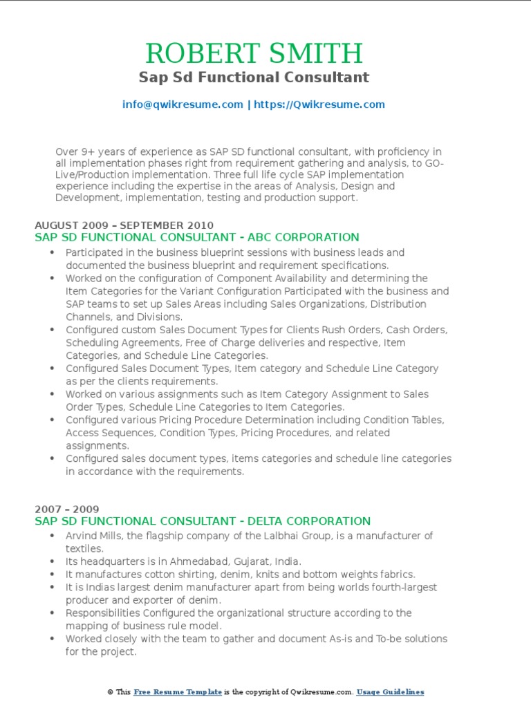 Sap SD Functional Consultant 1588517277 | PDF | Consultant | Product ...