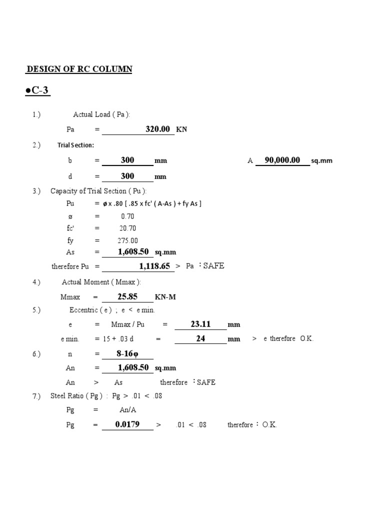 Design of RC Column: Trial Section | PDF
