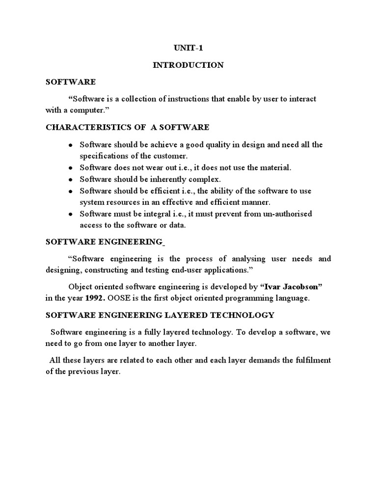 UNIT-1 Software "Software Is A Collection of Instructions That Enable by User To Interact | PDF ...