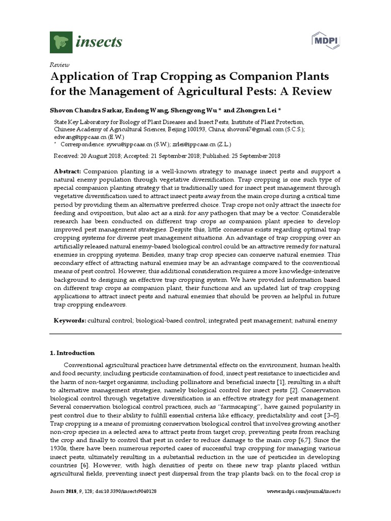 Insects-Application of Trap Cropping As Companion Plants | PDF | Pest ...