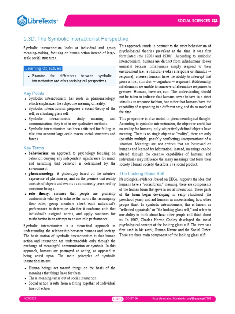 1.3D The Symbolic Interactionist Perspective | PDF | Behavioural ...