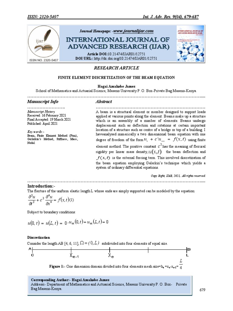 Finite Element Discretization of The Beam Equation | PDF | Finite ...