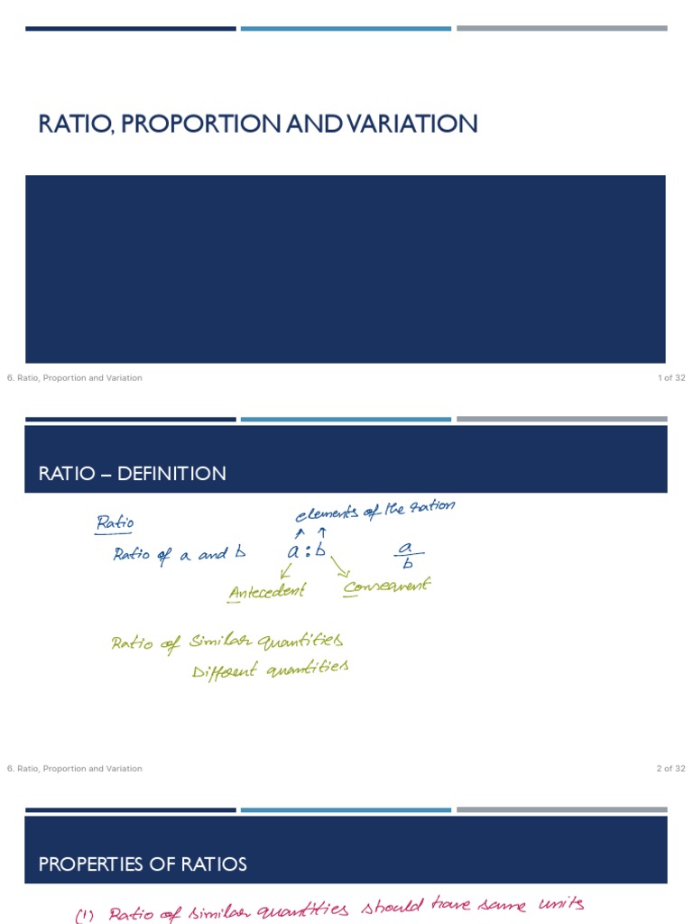 Ratio, Proportion and Variation | PDF | Ratio | Division (Mathematics)