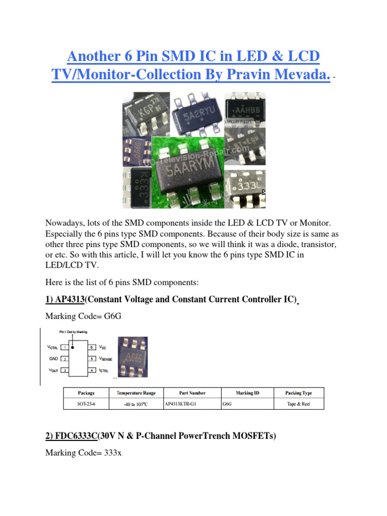 Another 6 Pin Smd Ic In Led Lcd Tv Monitor Collection By Pravin