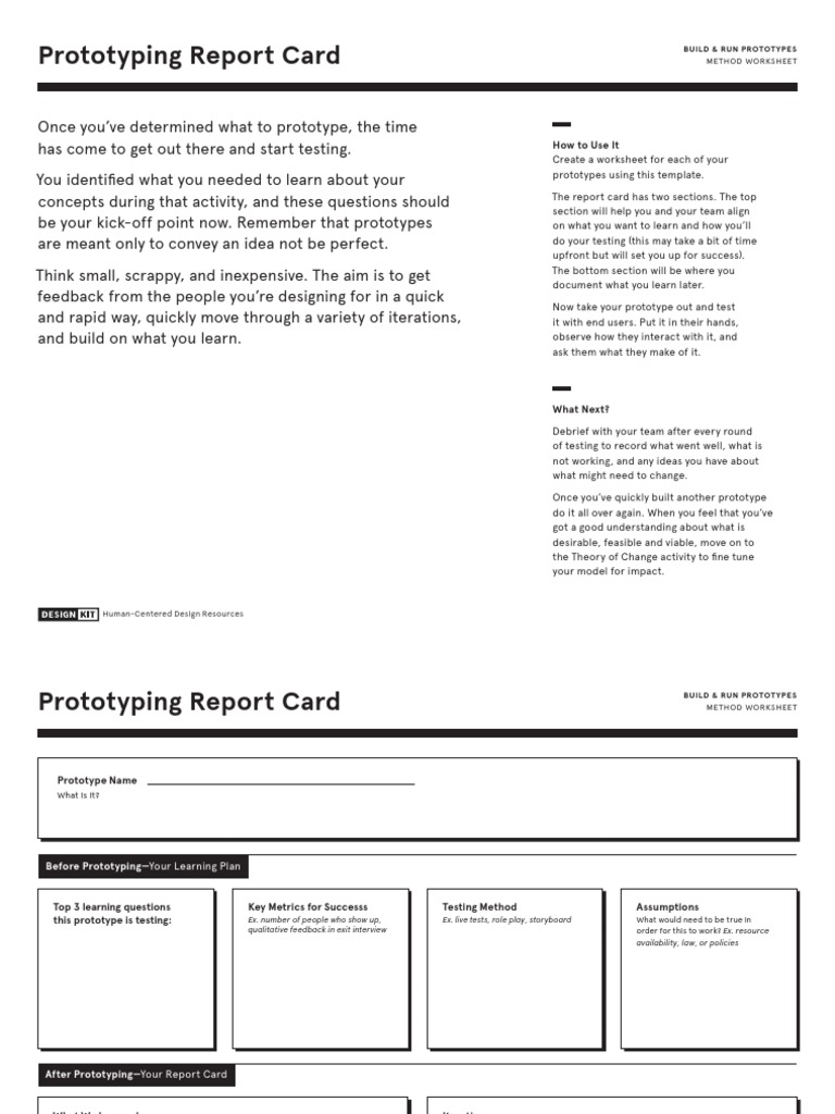 Prototyping Report Card: How To Use It | PDF | Prototype ...
