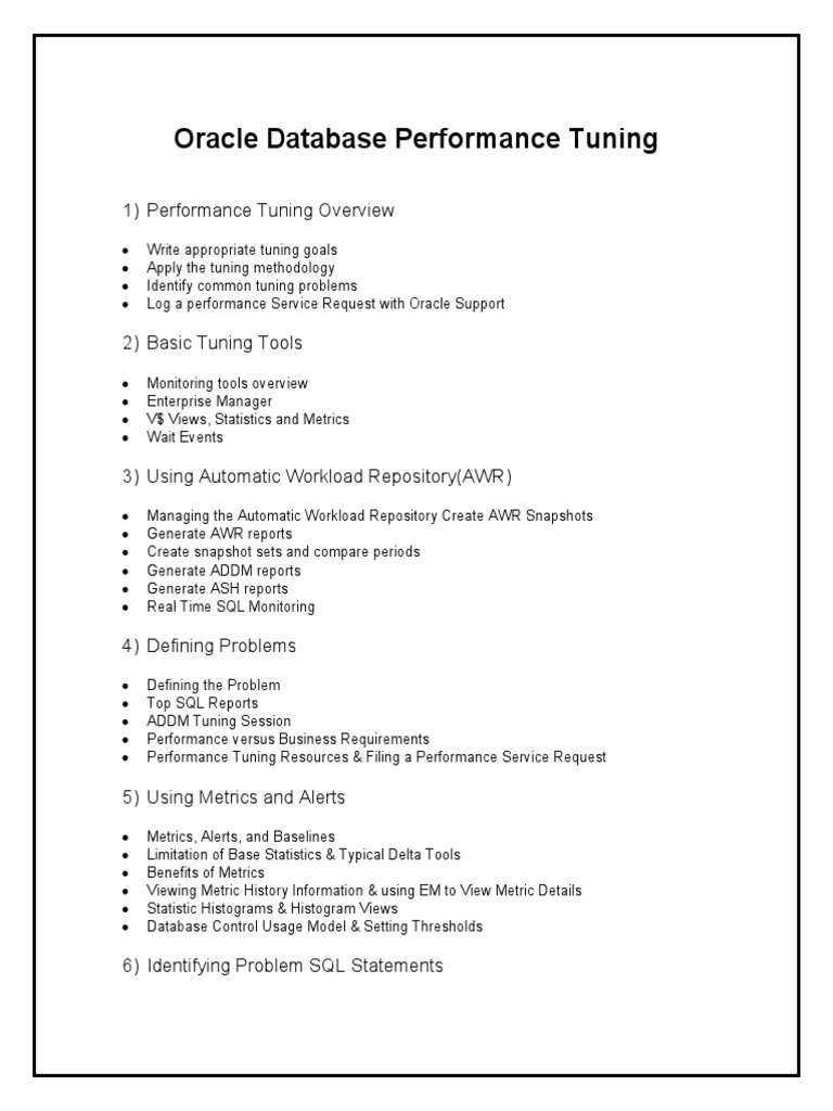 Oracle Performance Tuning Pdf Sql Databases