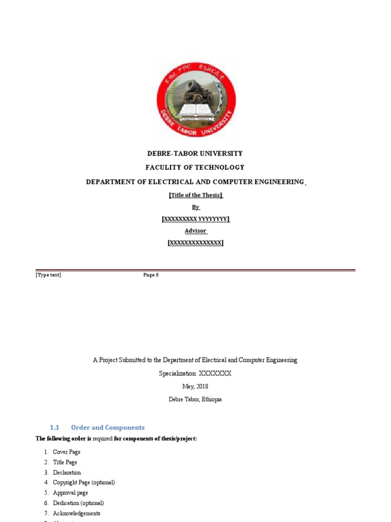 Debre-Tabor University Faculity of Technology Department of Electrical and Computer Engineering ...